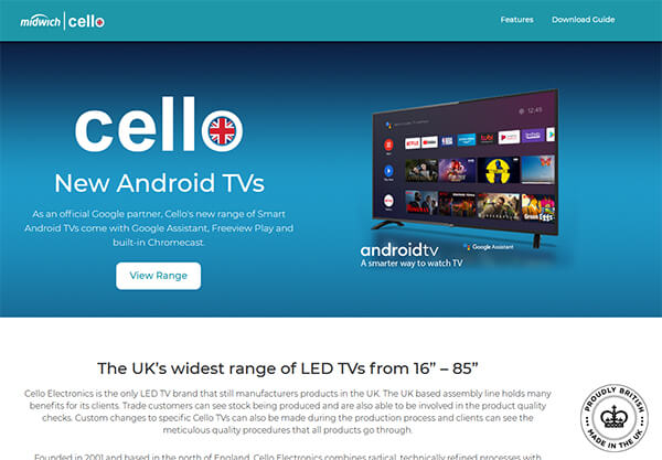 Cello UK made, affordable TVs | Midwich